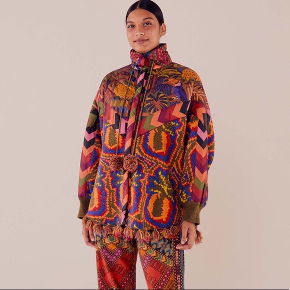 FARM Rio | Jackets & Coats | Farm Rio Tapestry Pineapple Puffer Poncho ...